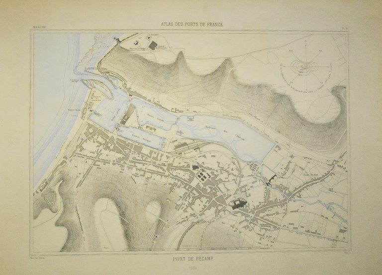 Carte marine ancienne de Fécamp - cartes-livres-anciens.com
