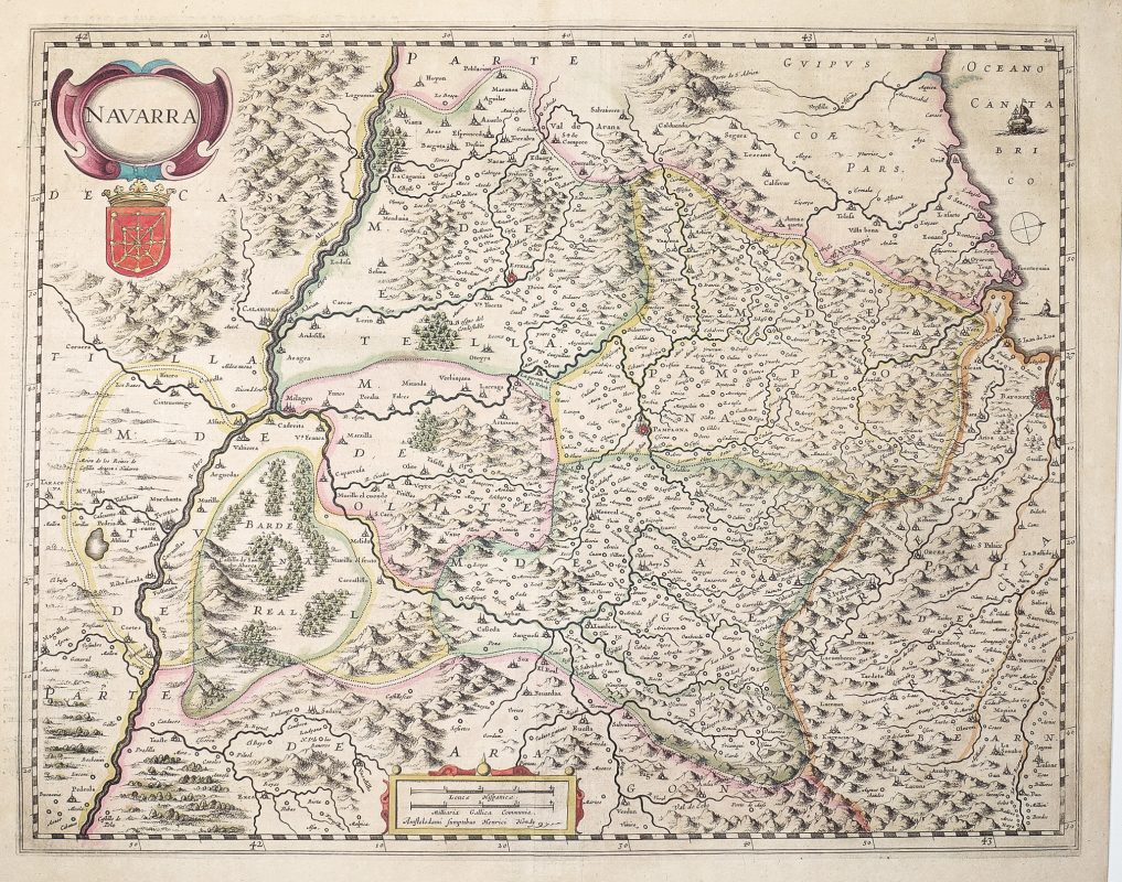 Carte géographique ancienne - Navarre - Henricus Hondius cartographe ...