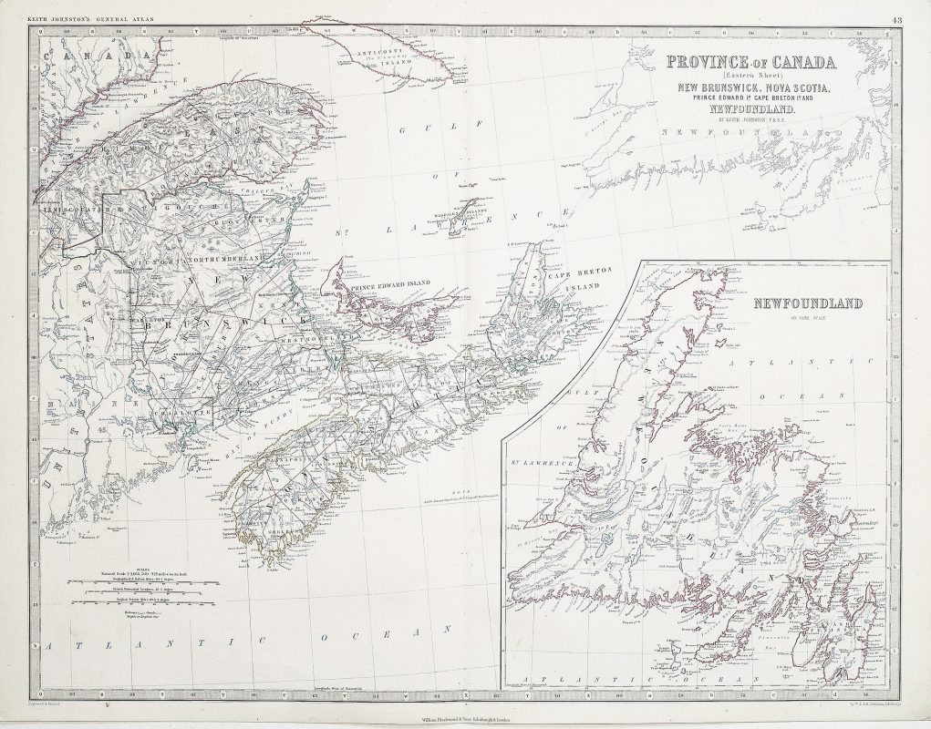 Original antique map- New Brunswick - Newfoundland - cartes-livres ...