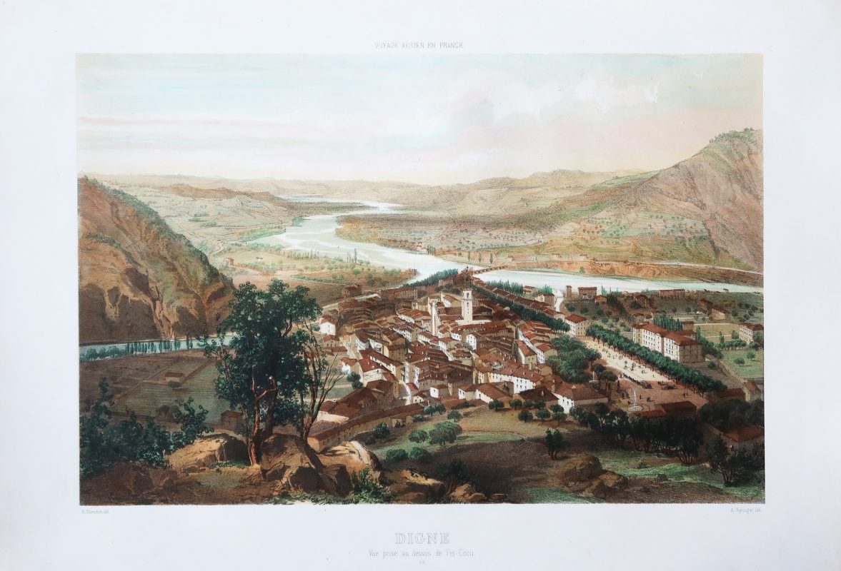 Gravure ancienne - Digne - Voyage Aérien en France - cartes-livres ...