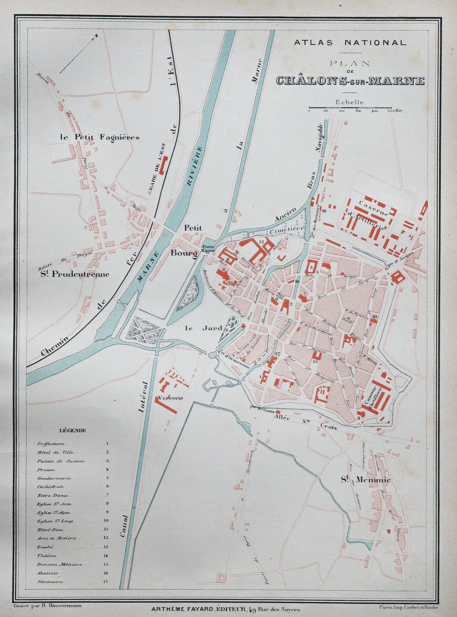 Plan ancien de la ville de Chalons sur Marne - cartes-livres-anciens.com