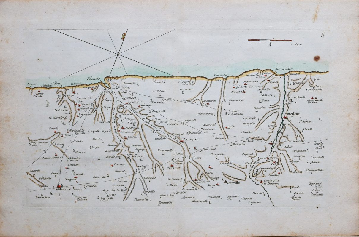 Carte marine ancienne des environs de Fécamp - cartes-livres-anciens.com