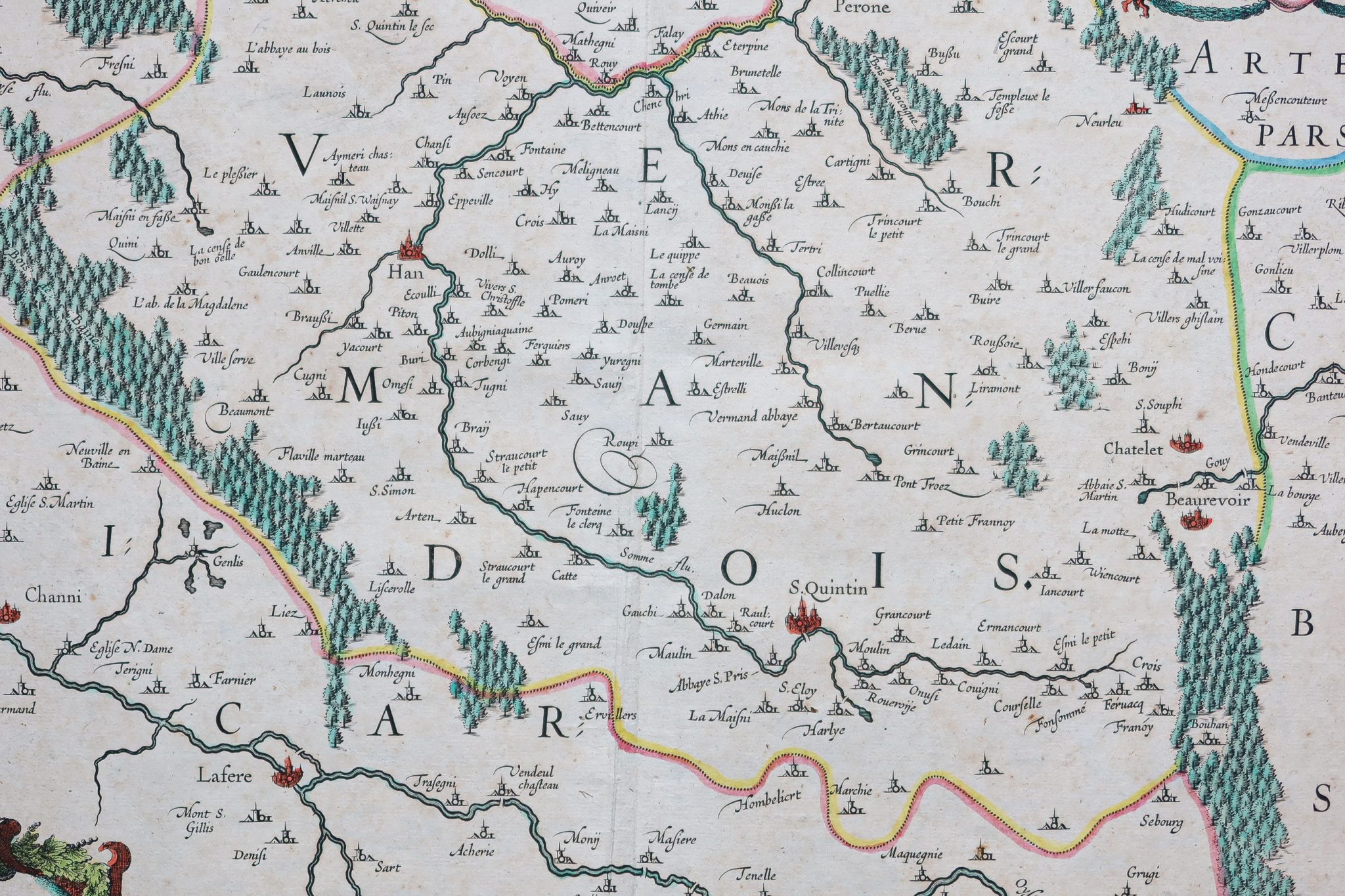 Carte géographique ancienne du Vermandois - cartes-livres-anciens.com