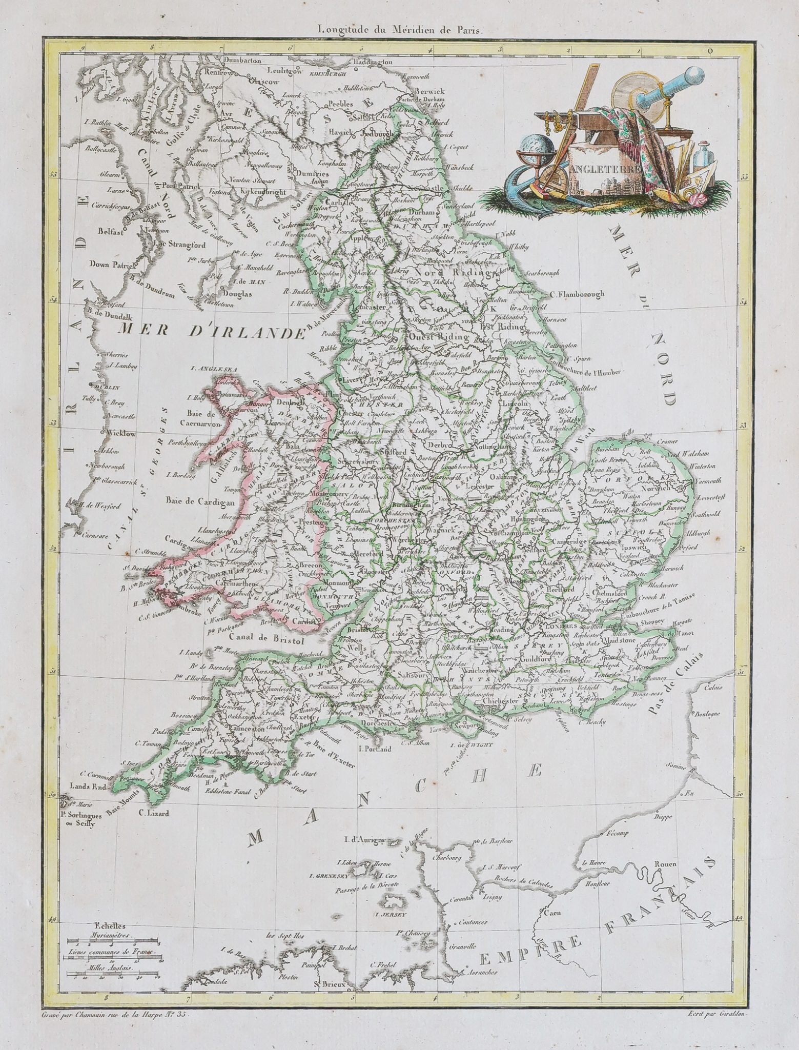 Carte géographique ancienne de l’Angleterre - cartes-livres-anciens.com