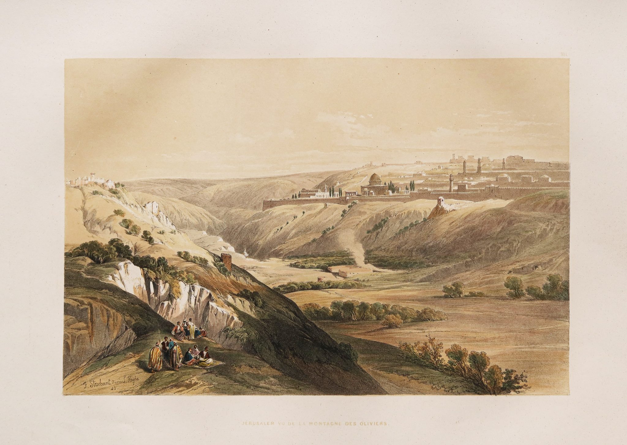 Lithographie ancienne de Jérusalem - cartes-livres-anciens.com