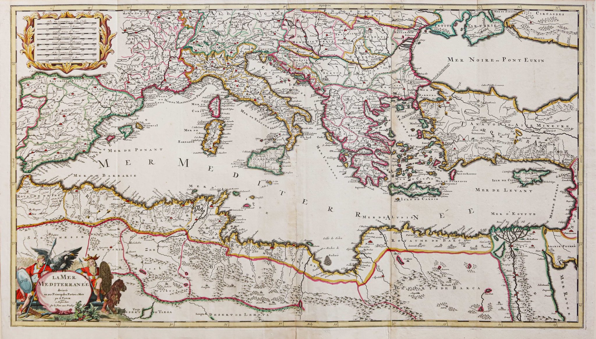 Carte géographique ancienne de la Mer Méditerranée - cartes-livres ...