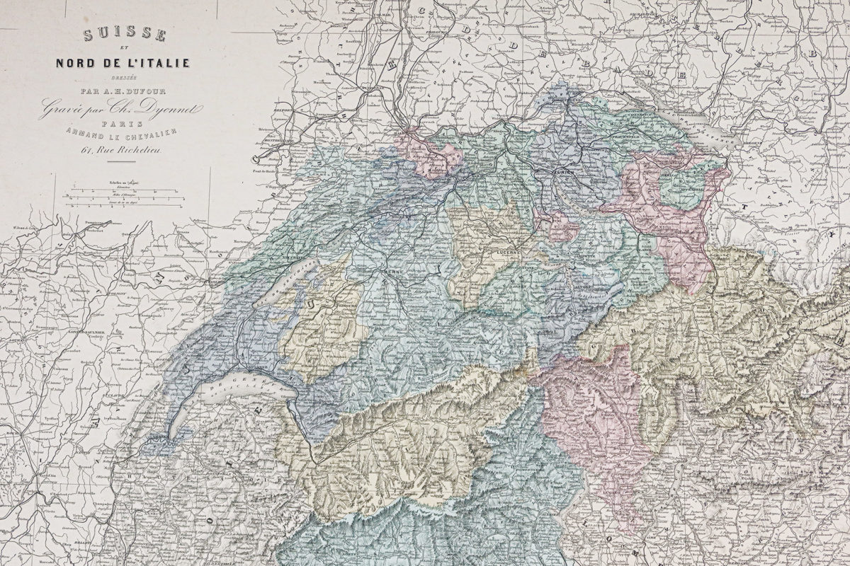 Carte géographique ancienne de Suisse - cartes-livres-anciens.com